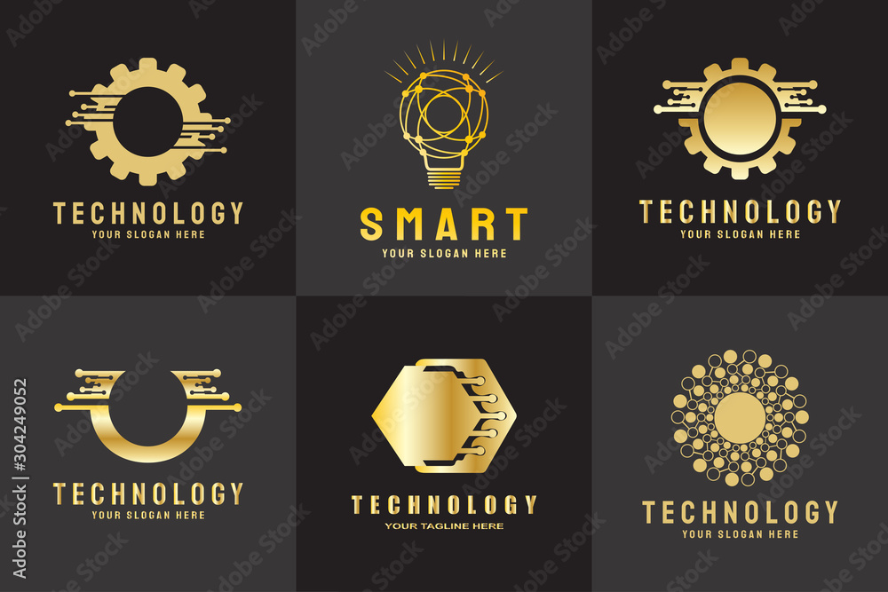 Digital technology logo. connections sign. internet network. tech ...