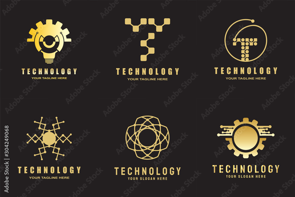 Digital technology logo. connections sign. internet network. tech ...