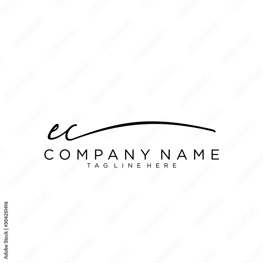 Initial letter EC Signature handwriting Logo Vector Stock Vector ...