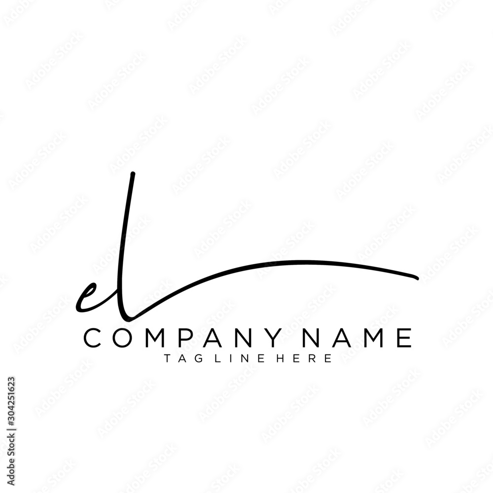 Initial letter EL Signature handwriting Logo Vector Stock Vector ...