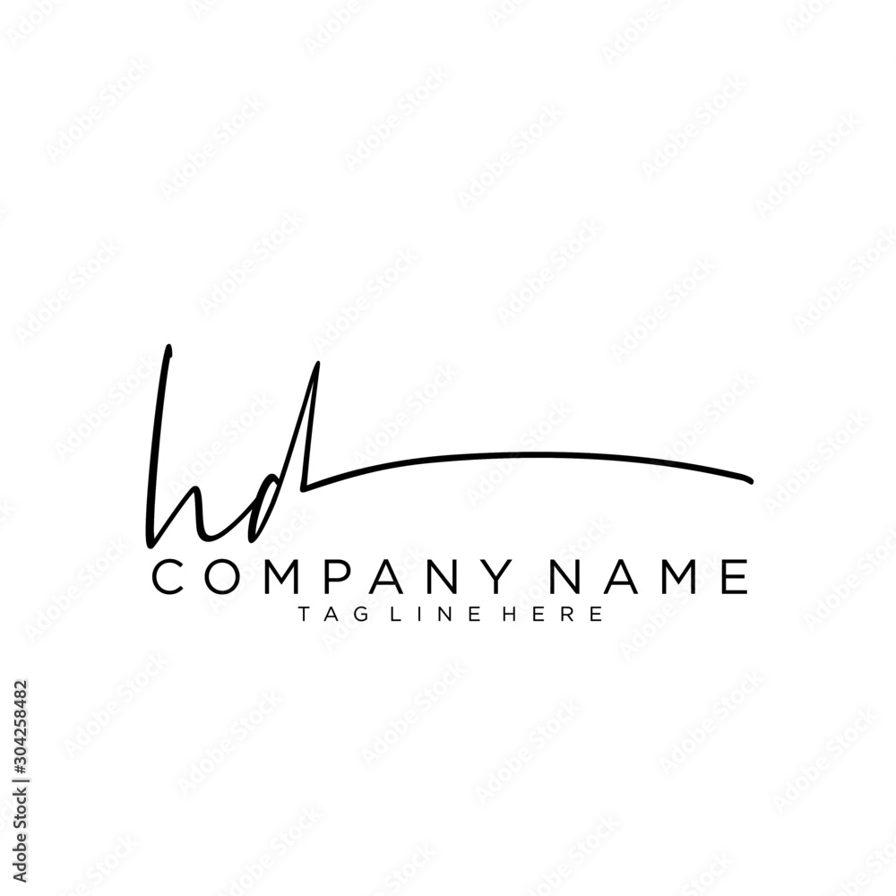 Initial letter HD Signature handwriting Logo Vector Stock Vector ...