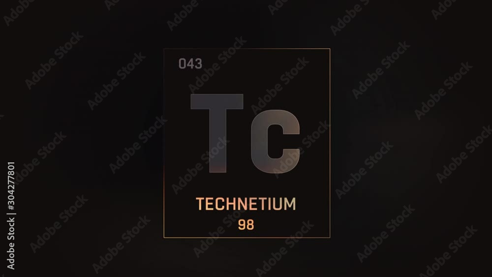 Technetium as Element 43 of the Periodic Table. Seamlessly looping 3D ...
