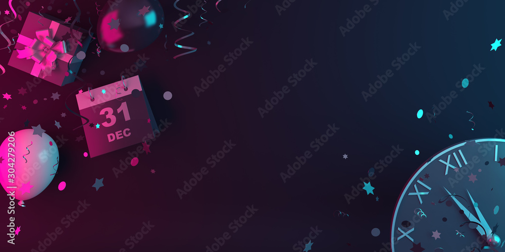 Happy New Year eve design creative concept, December 31 calendar, gift ...