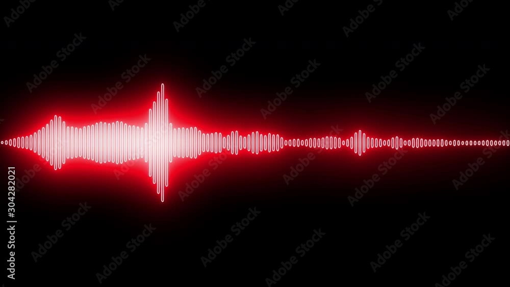 Glowing red electronic disco music audio rhythm wave frequency ...