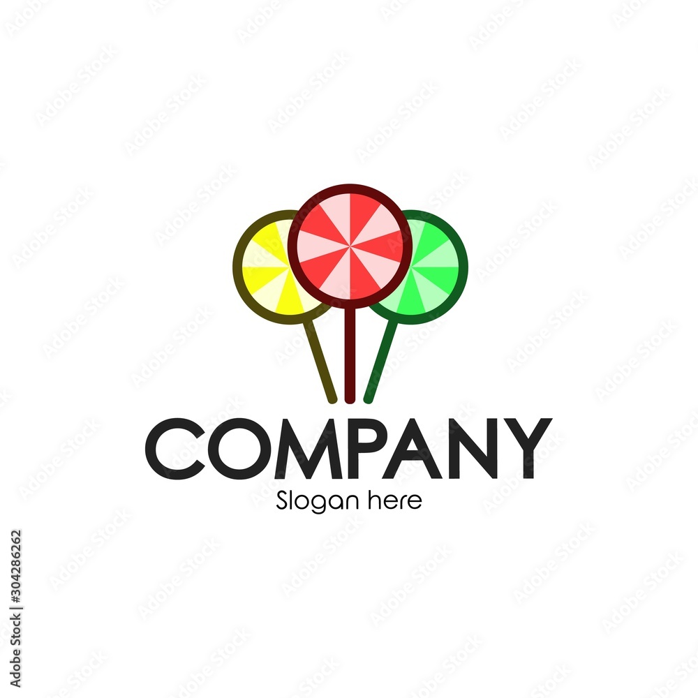 Vector design template three candy lollipop logo, symbol, icon, graphic ...