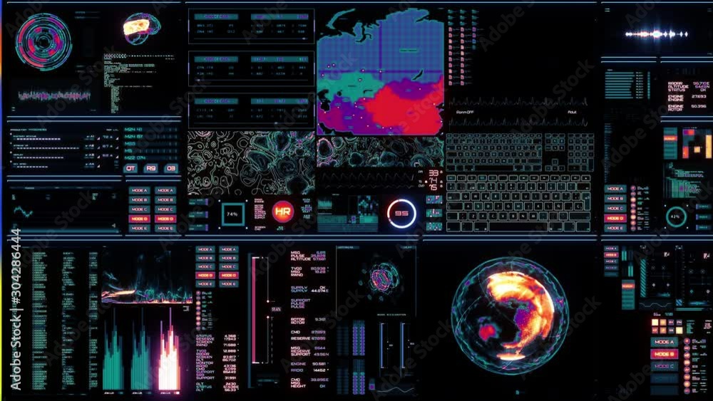 glowing colorful Futuristic interface/Digital screen.Detailed abstract ...