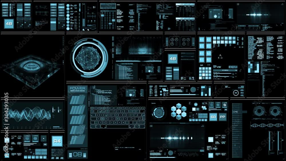 light blue Futuristic interface/Digital screen.Detailed abstract ...