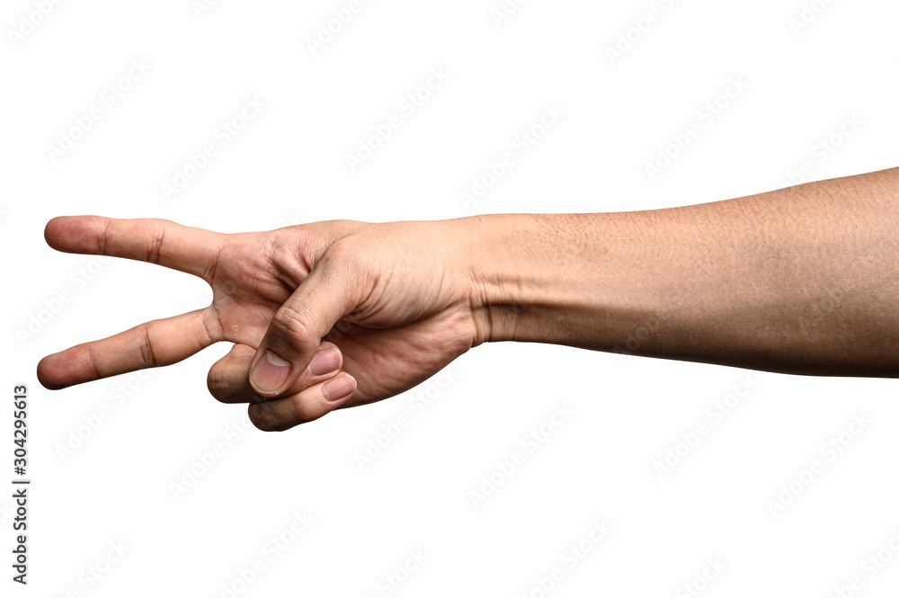 Hand show finger number two isolated on white background with clipping ...