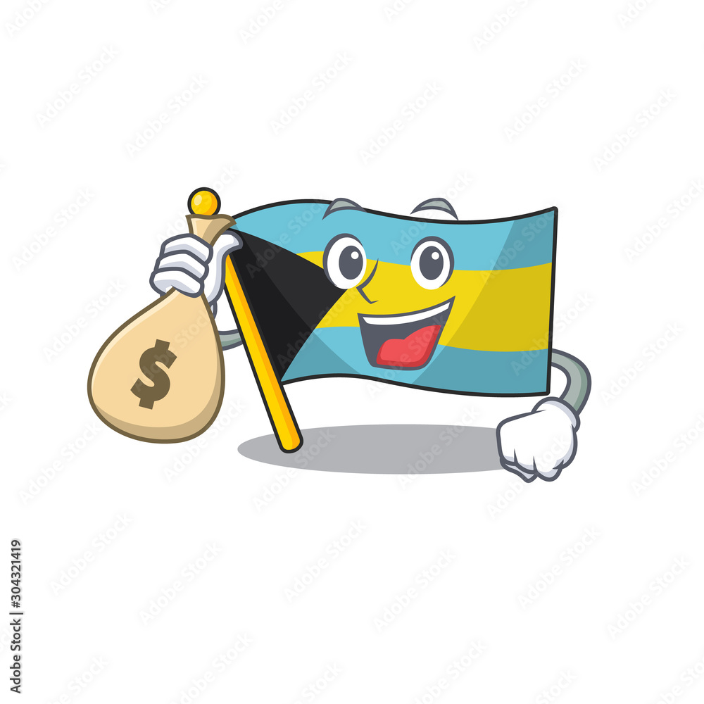 Flag bahamas cartoon with in holding money bag character Stock Vector ...