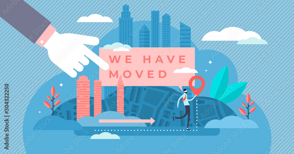 We have moved flat tiny person concept vector illustration Stock Vector ...