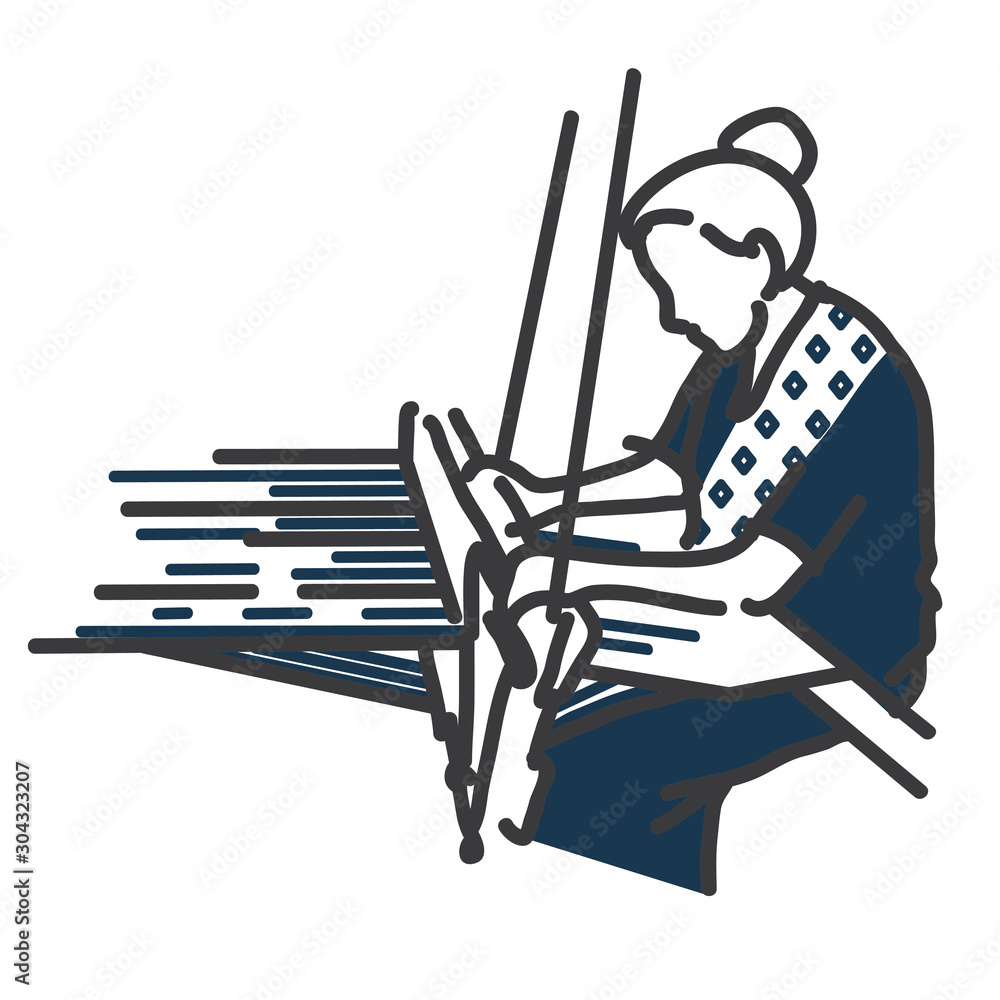 Weaving logo single line vector illustration. A woman weave and dying ...