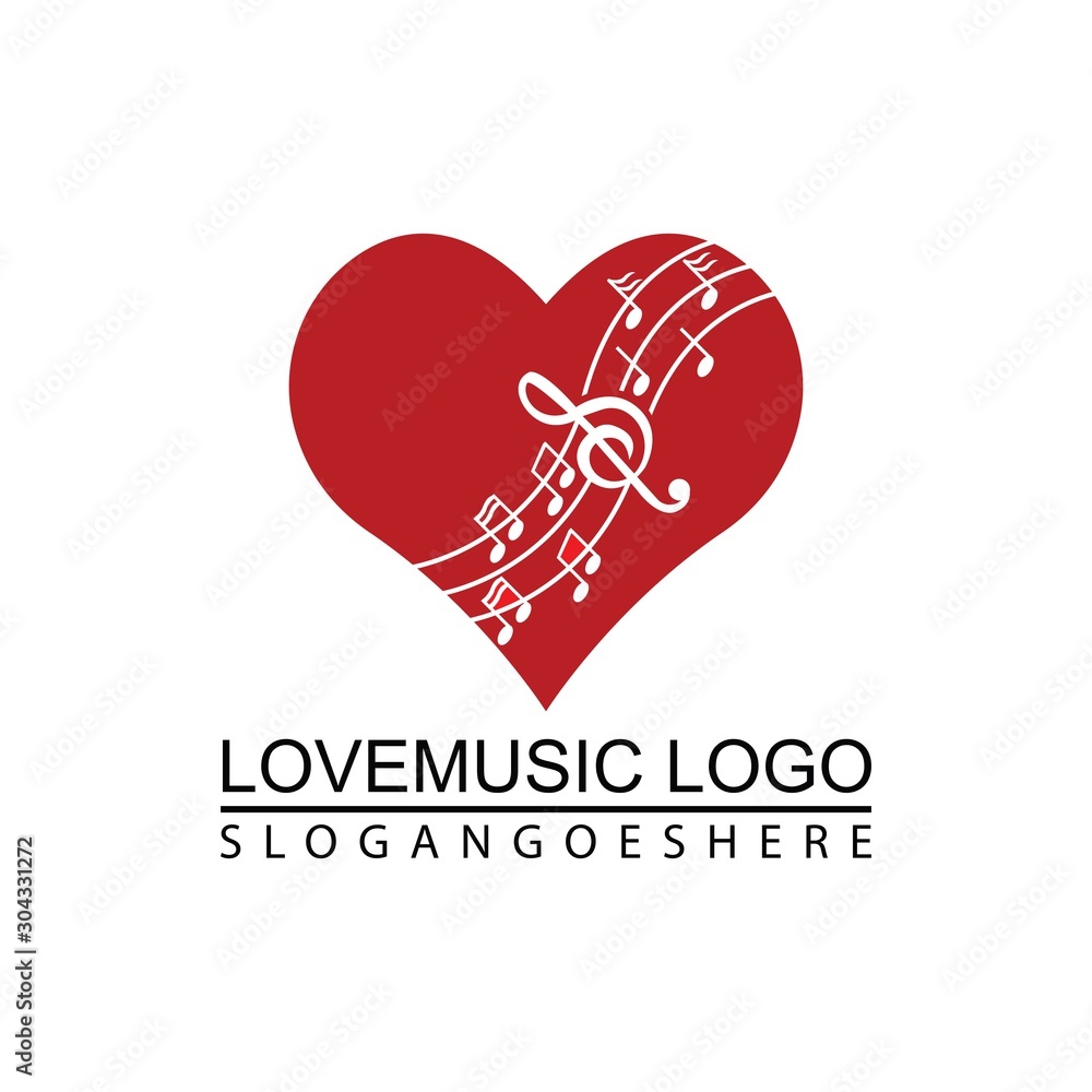 Design a heart-shaped abstract musical note logo and vector icon. Music ...