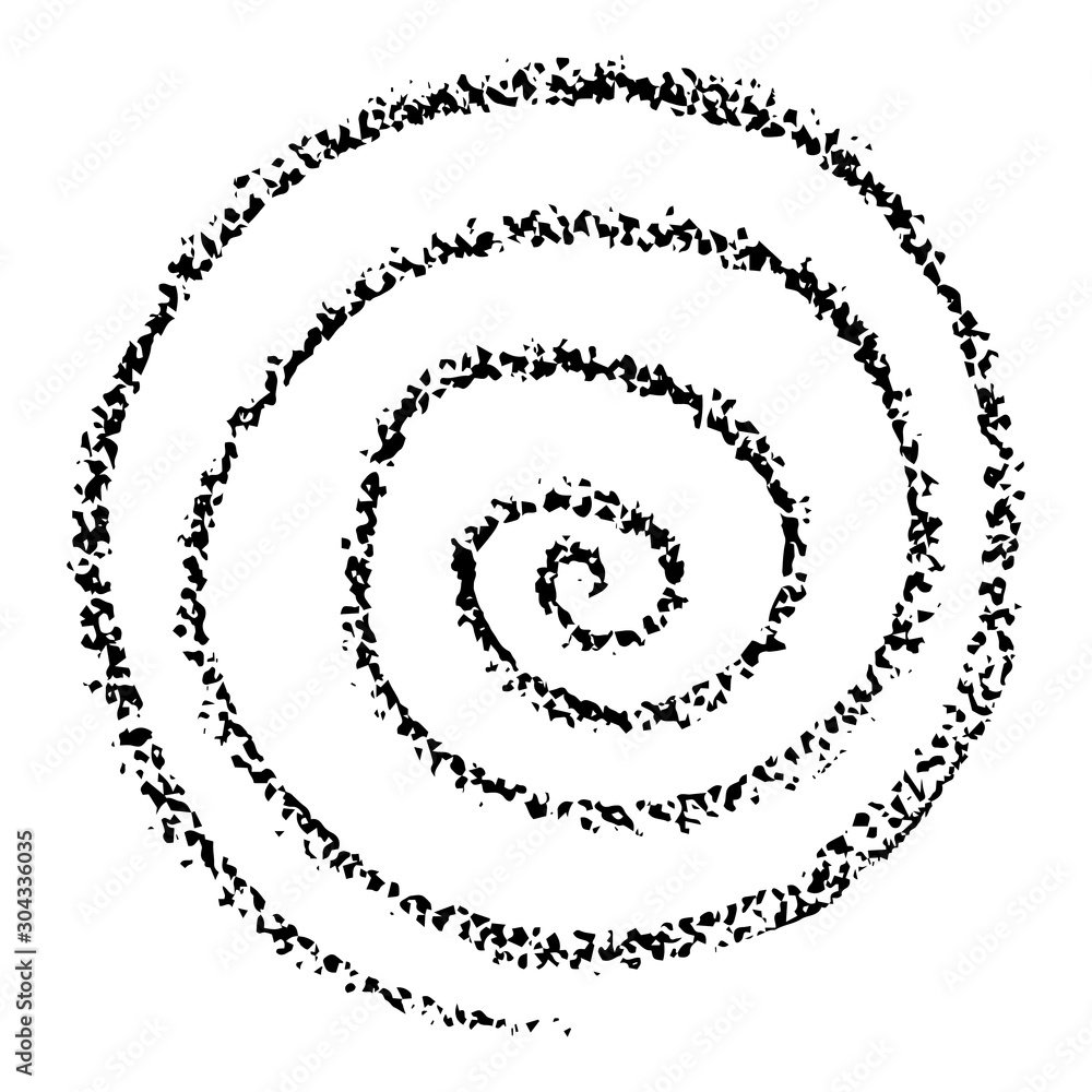 Spiral symbol hand painted crayon. Concentric curvy shape, swirling ...
