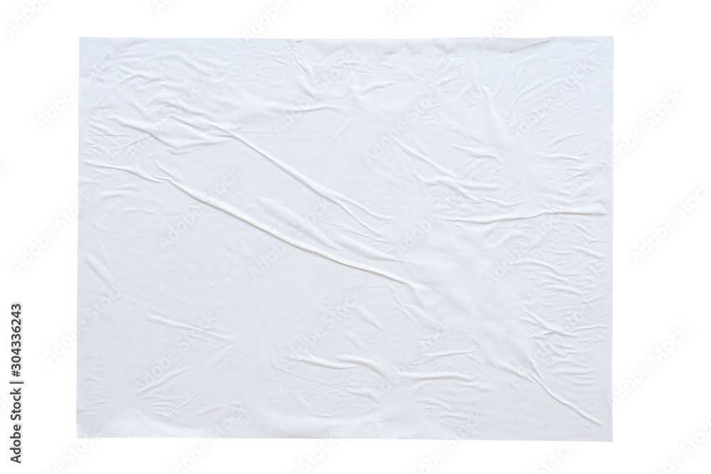 Blank white crumpled and creased sticker paper poster texture isolated ...