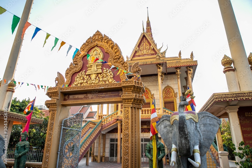 Preah Puth Mean Bon, a buddhist temple of Phnom Penh, Cambodia Stock ...