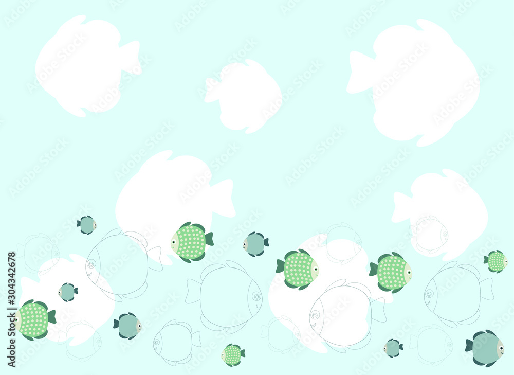 sea background with cartoon fishes, vector illustration Stock Vector ...