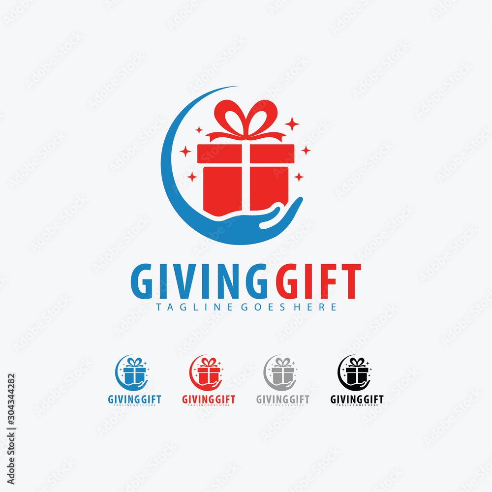 Giving Gift logo design template Stock Vector | Adobe Stock