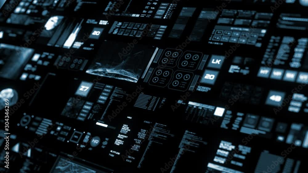 Perspective view with out of focus areas of Futuristic interface ...