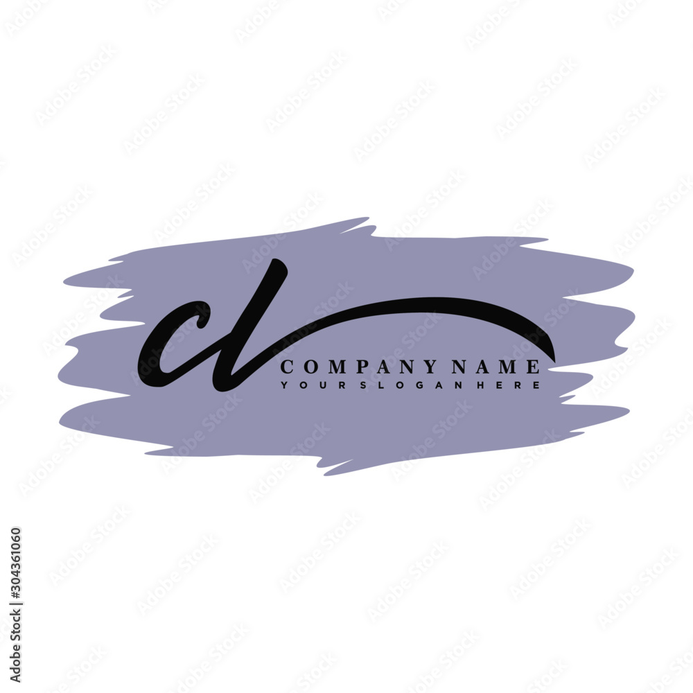 Vecteur Stock CL handwritten logo vector template. with a gray paint ...