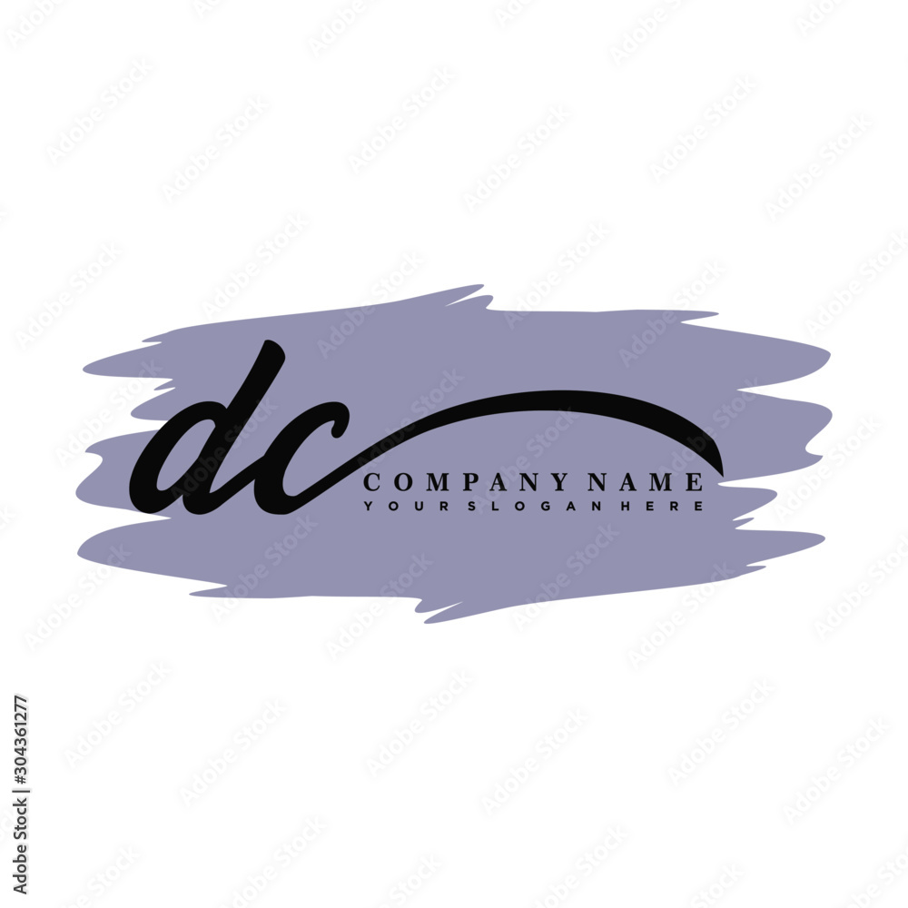 DC handwritten logo vector template. with a gray paint background, and ...