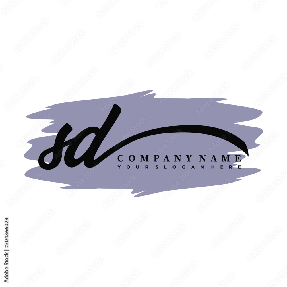 SD handwritten logo vector template. with a gray paint background, and ...