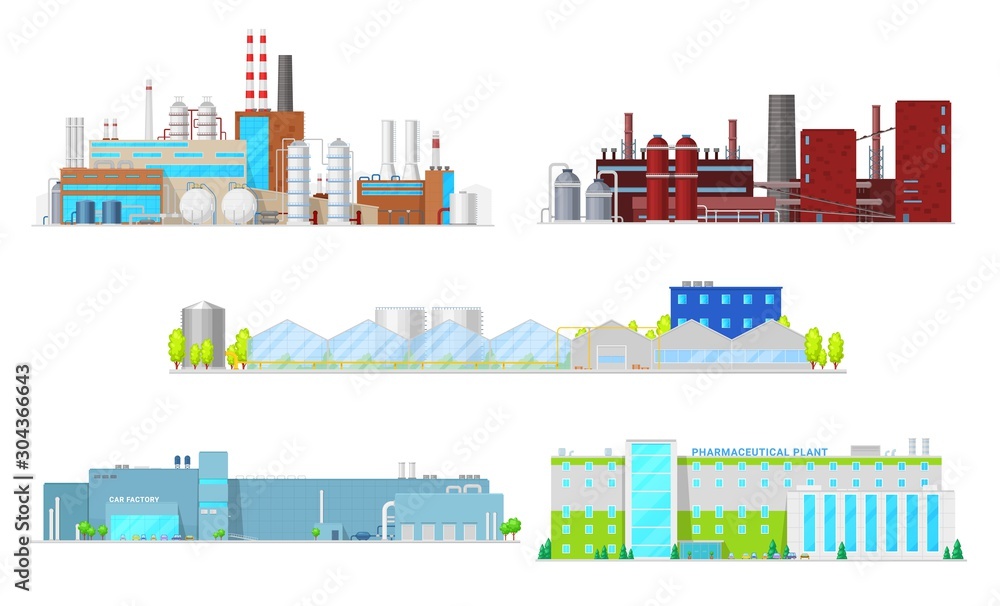 Inustrial buildings and factory facilities. Industrial plant vector ...