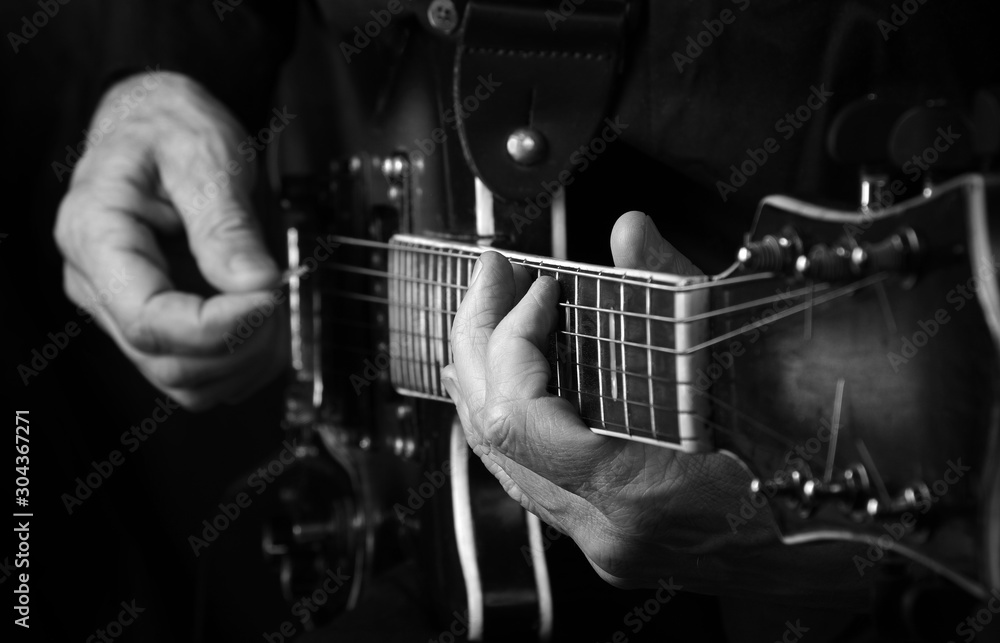 Hands Playing Guitar Black And White
