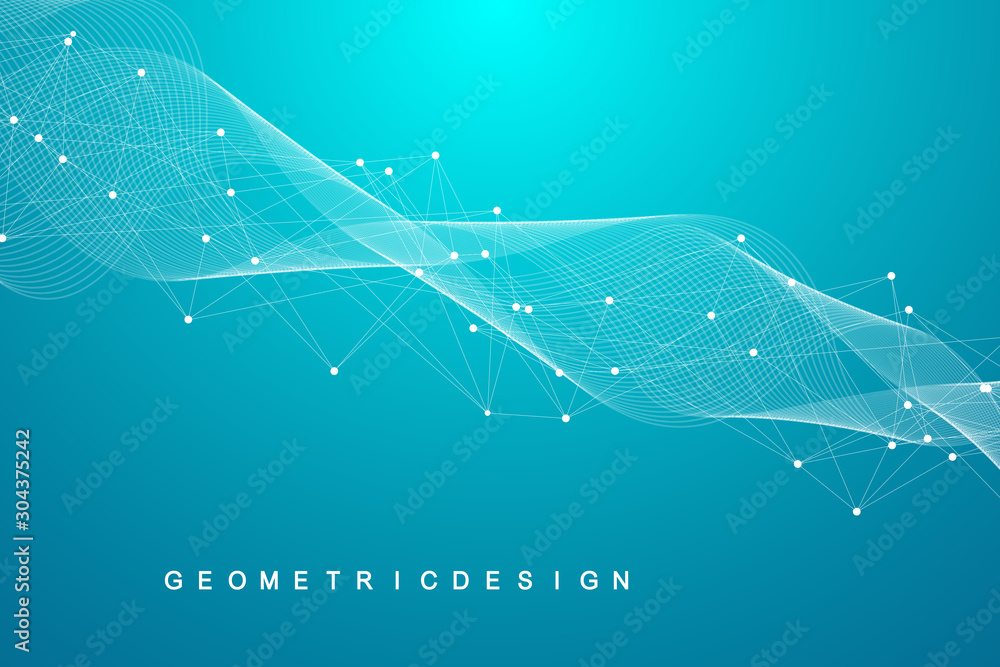 Abstract digital network connection structure on blue background ...