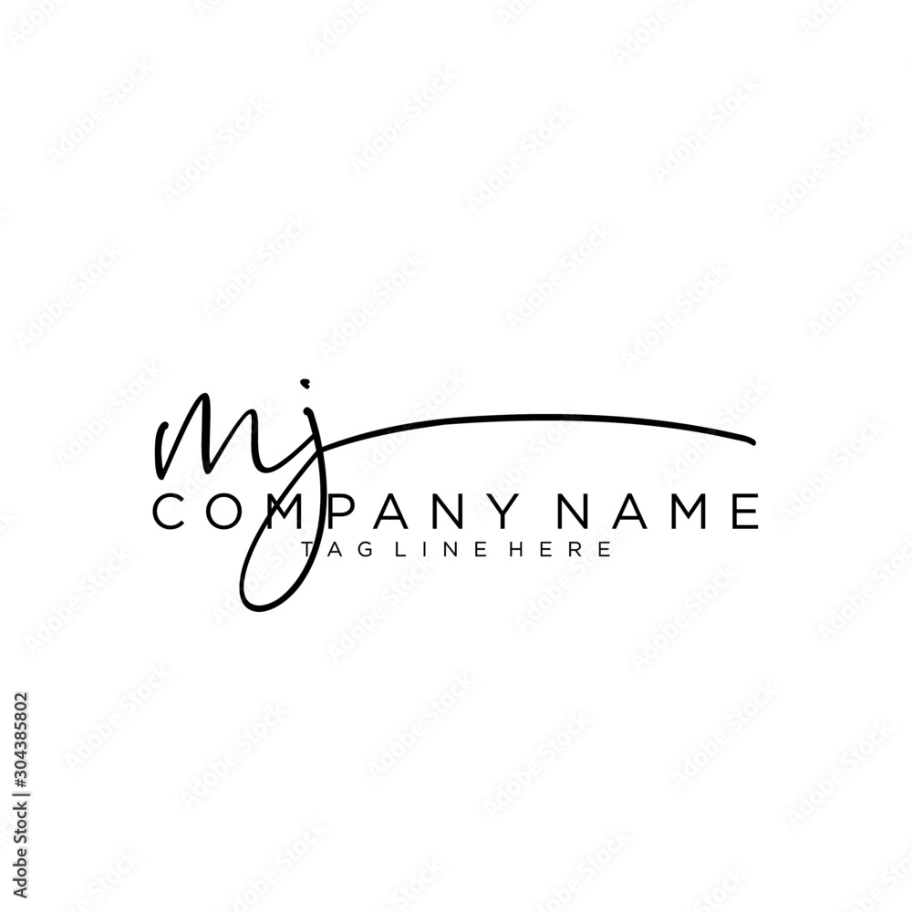 Initial letter MJ Signature handwriting Logo Vector Stock Vector ...