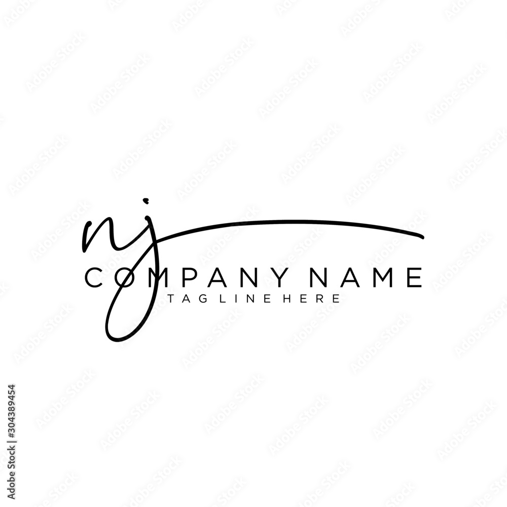 Initial letter NJ Signature handwriting Logo Vector Stock Vector ...