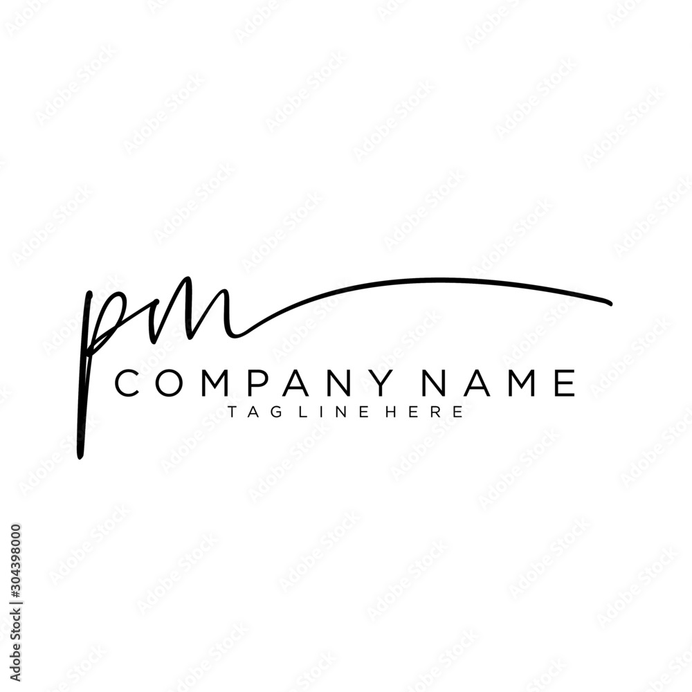 Initial letter PM Signature handwriting Logo Vector Stock Vector ...