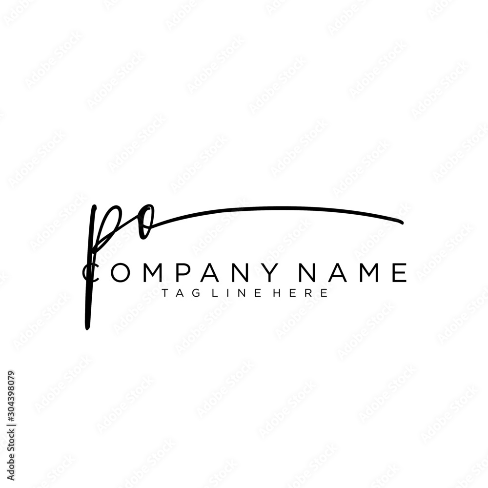 Initial letter PO Signature handwriting Logo Vector Stock Vector ...