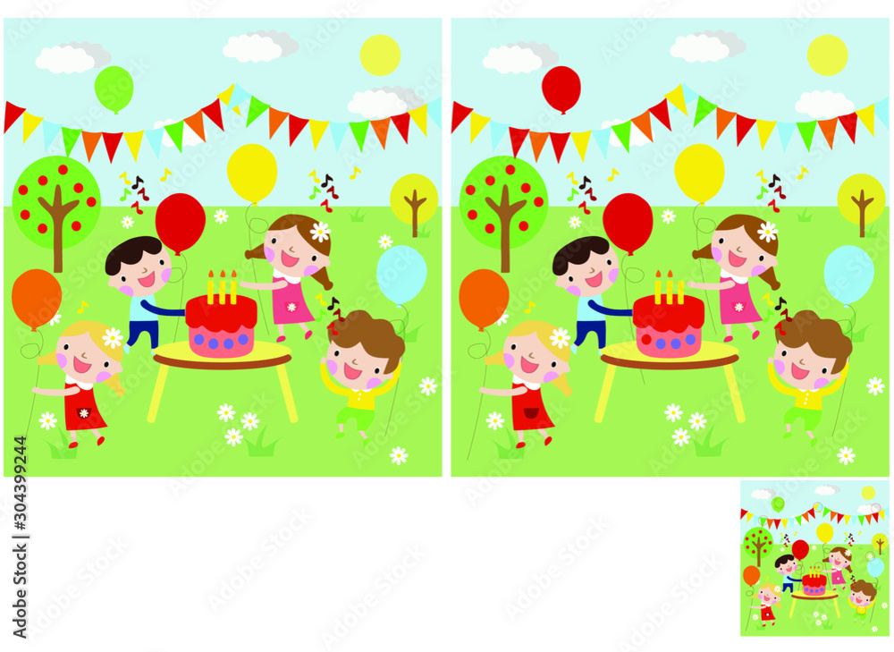 Logic puzzle game for children and adults. Need to find 10 differences ...