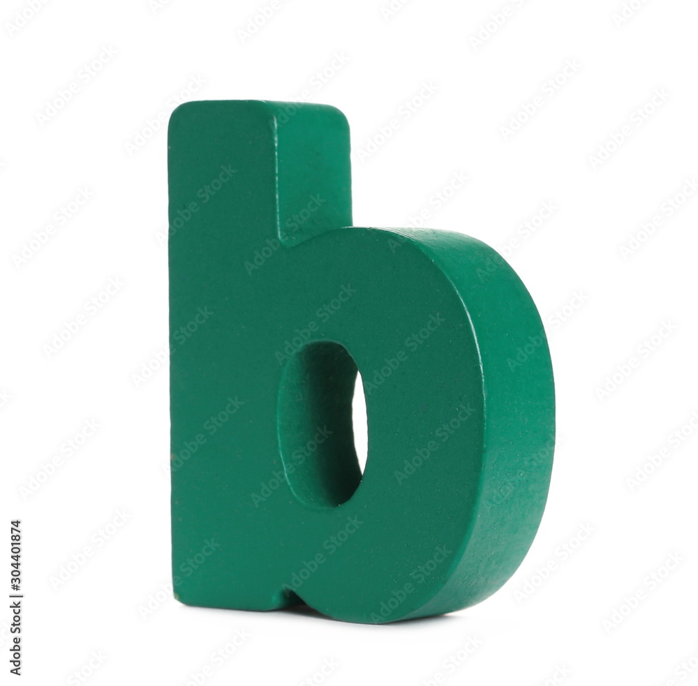 Green wooden alphabet letter b isolated on white background Stock Photo ...