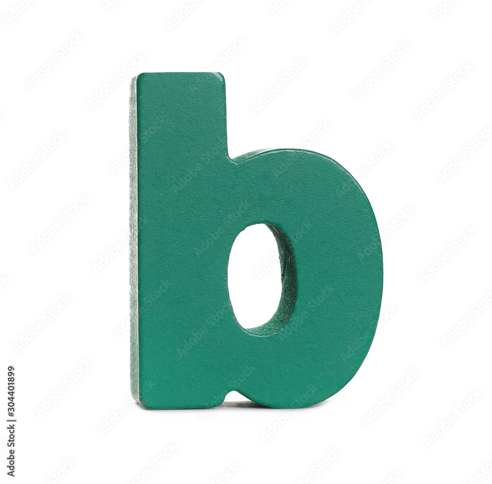 Green wooden alphabet letter b isolated on white background Stock Photo ...