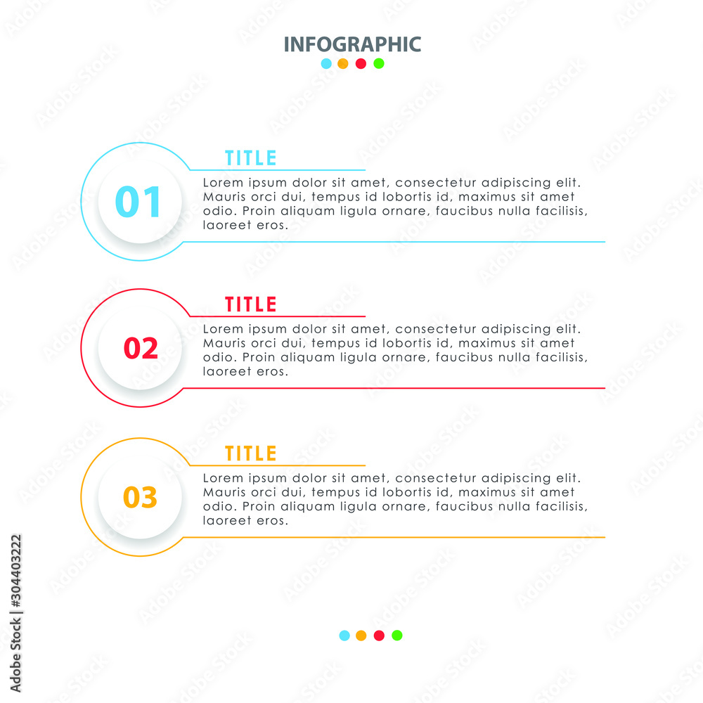 Infographic colorful 3 point banner text columns vector illustration ...