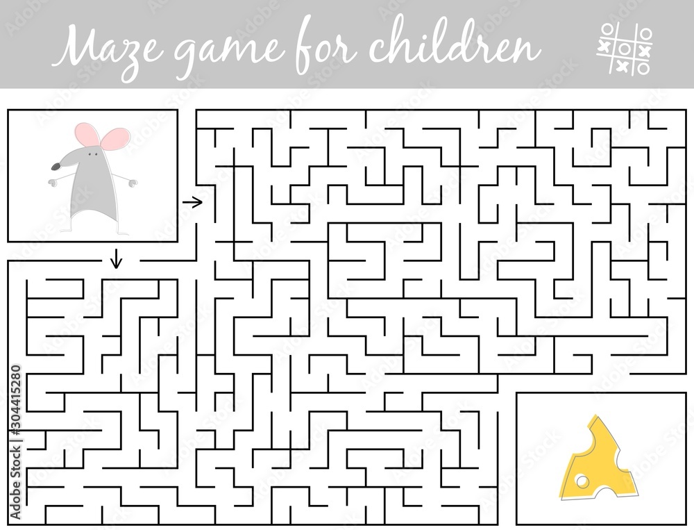 Help mouse find path to cheese through the labyrinth. Maze game Stock ...