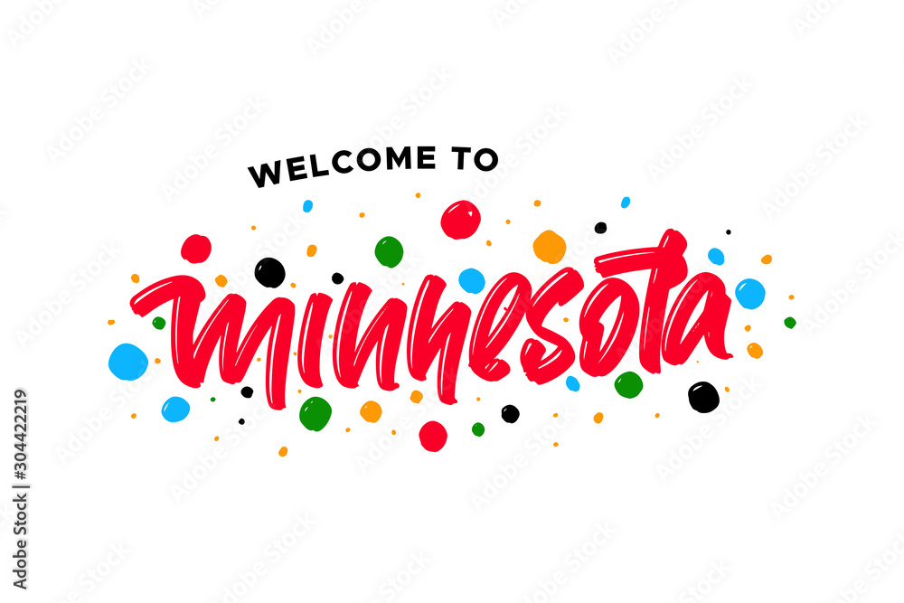 Welcome to Minnesota hand drawn modern brush lettering text. Vector ...