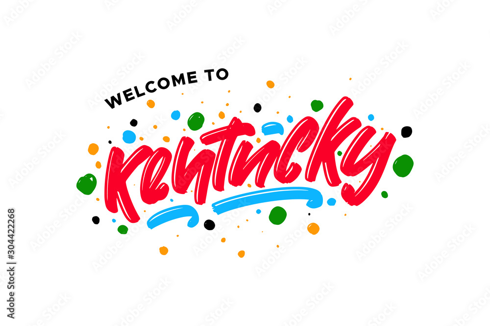 Welcome to Kentucky hand drawn modern brush lettering text. Vector ...