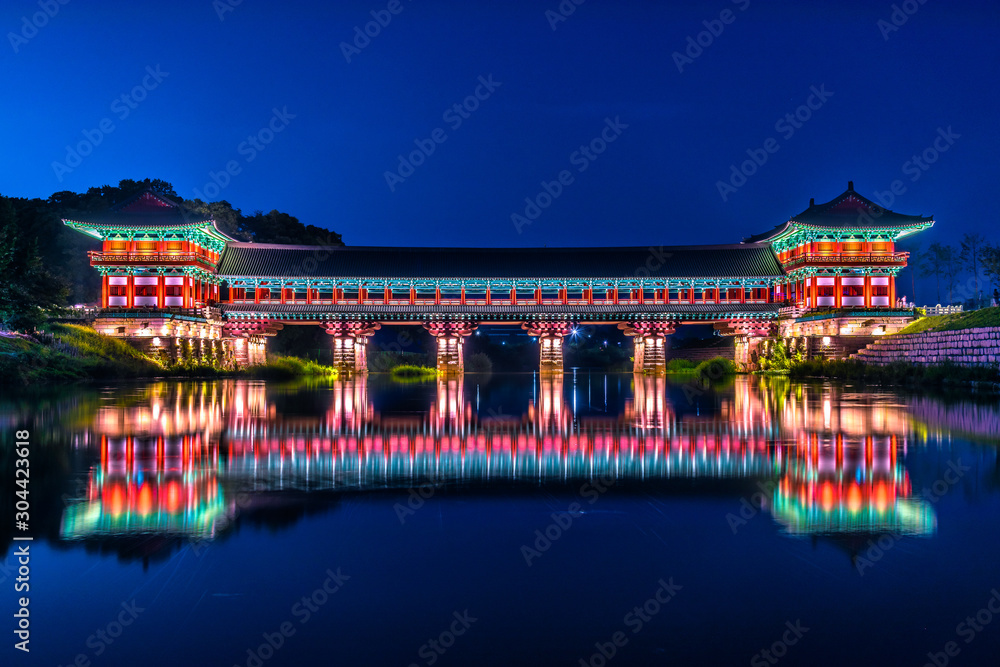 Woljeonggyo Bridge at dusk in the city of Gyeongju, South Korea. Stock ...