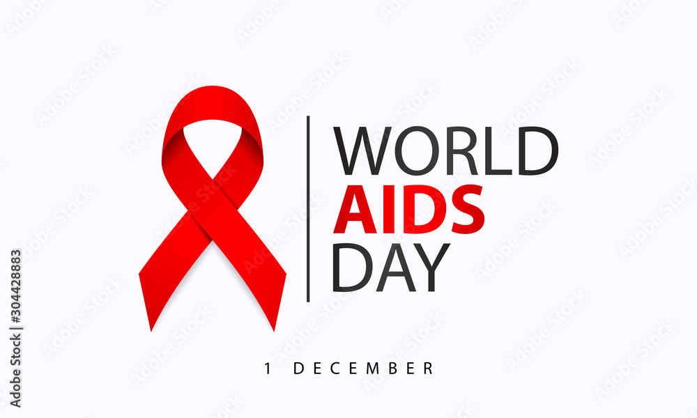 World Aids Day. Minimalist background with red ribbon and Luxury Style ...