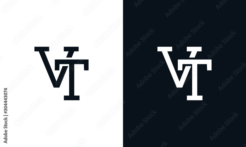 Minimalist line art letter VT logo. This logo icon incorporate with two ...
