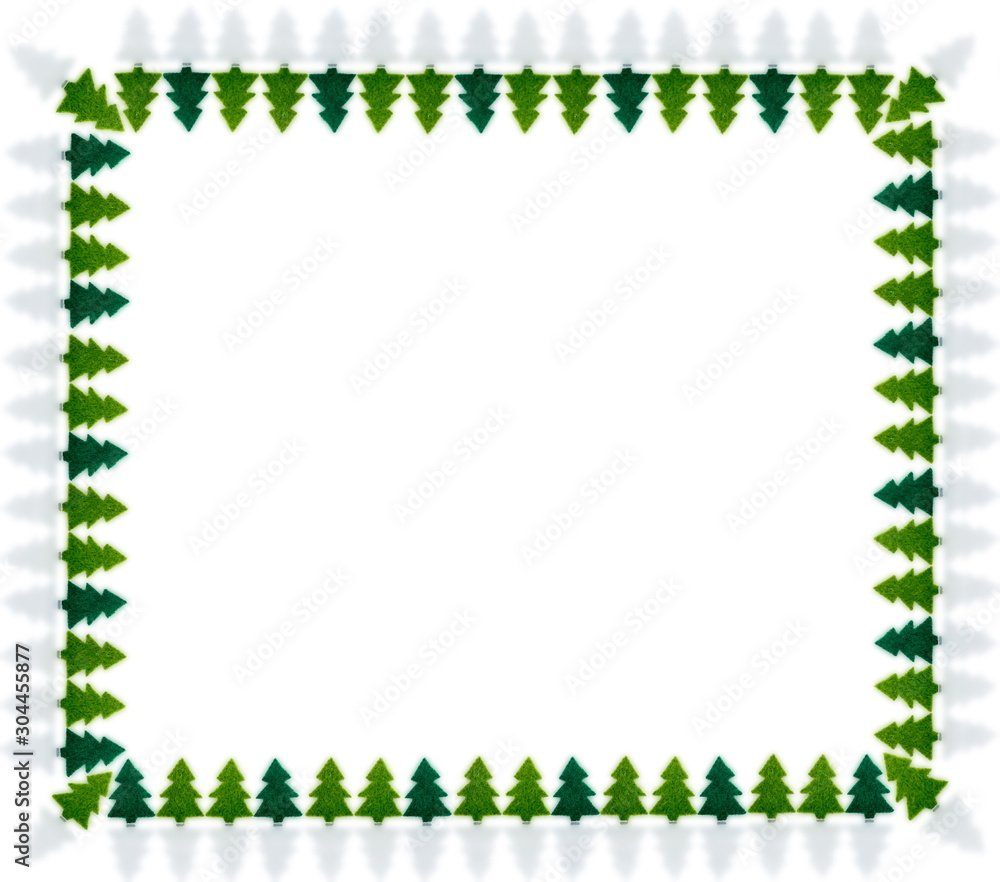 Tannenbäume, stilisiert, Rahmen, Vorlage für Weihnachten mit ...