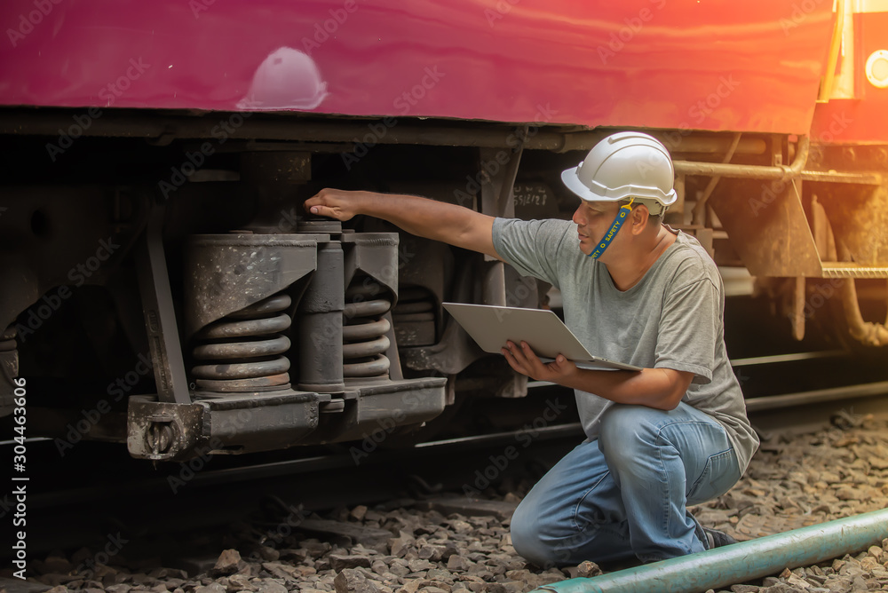 worker at work railroad checklist system before train service Stock ...