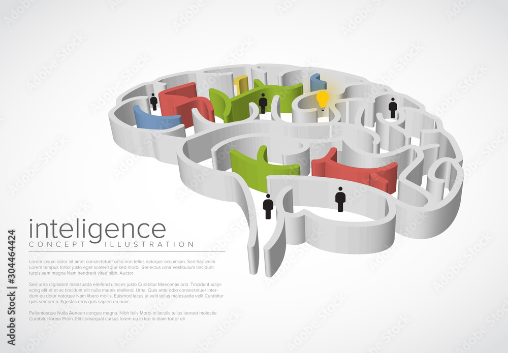 Intelligence Infographic with Labyrinth Brain Stock Template | Adobe Stock