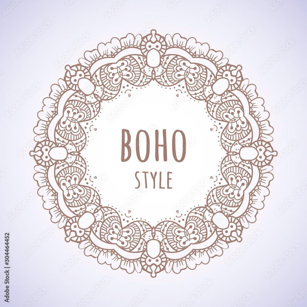 Hand drawn Boho style frame teal background with place for your text ...