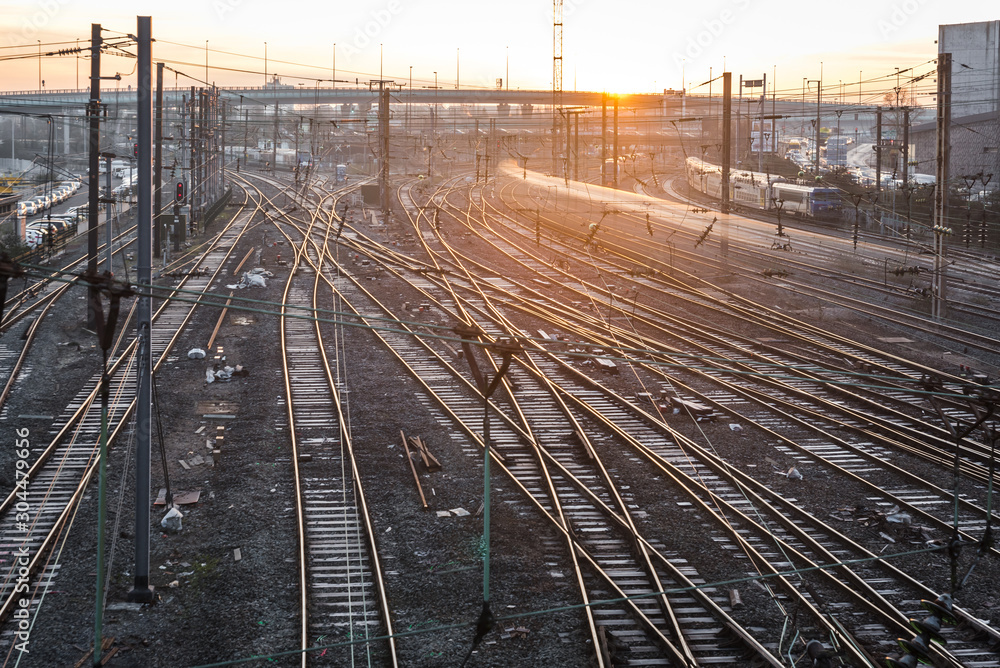 complexe railway station at sunrise Stock Photo | Adobe Stock