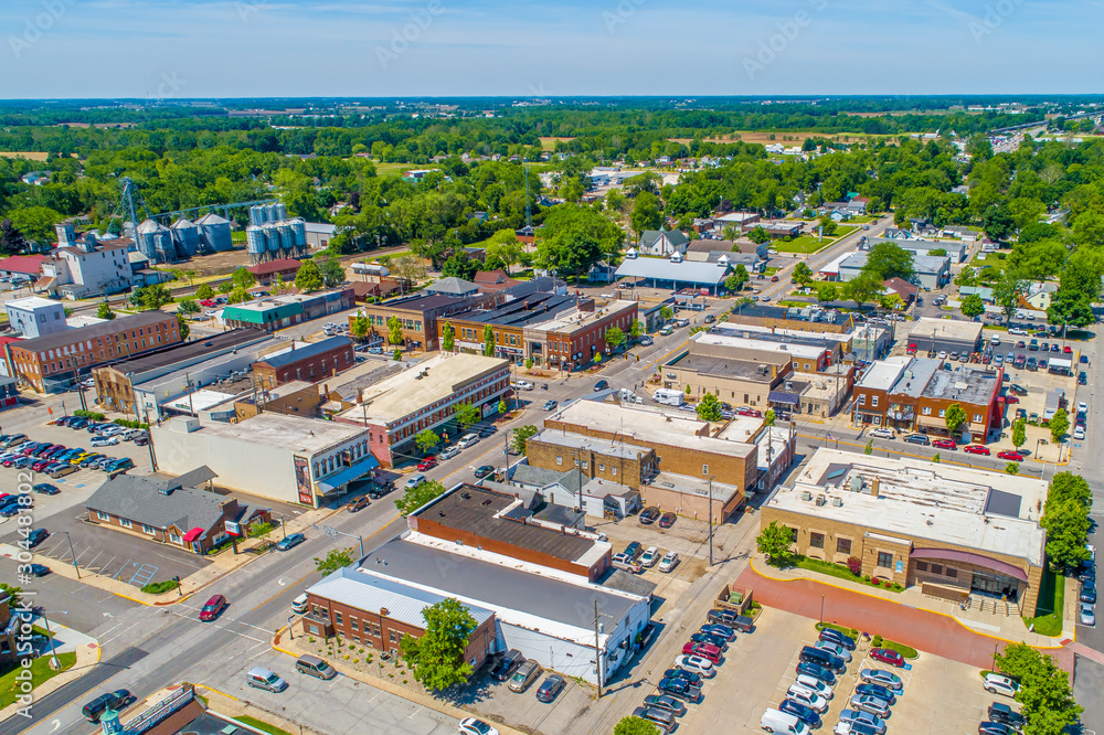 Small Town Indiana Aerial View - Nappanee, Indiana Stock Photo | Adobe ...
