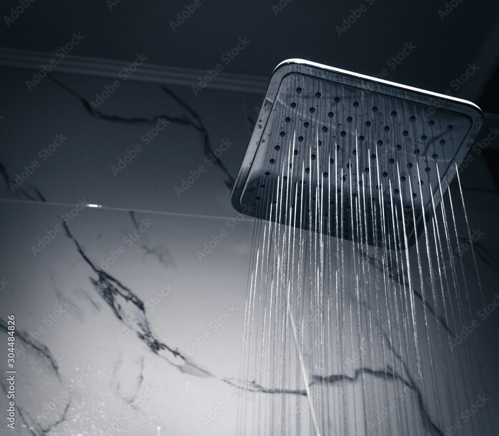 shower head in bathroom at dark Stock Photo | Adobe Stock