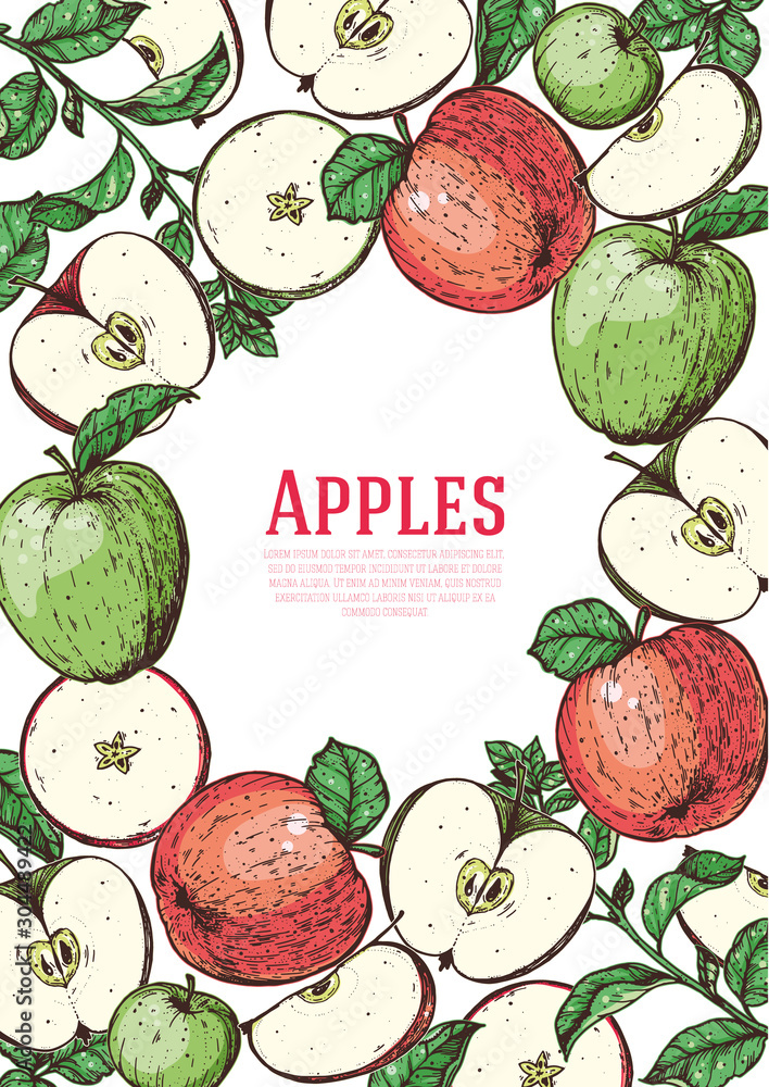 Apple hand drawn illustration. Apple sketch vector illustration. Apple ...